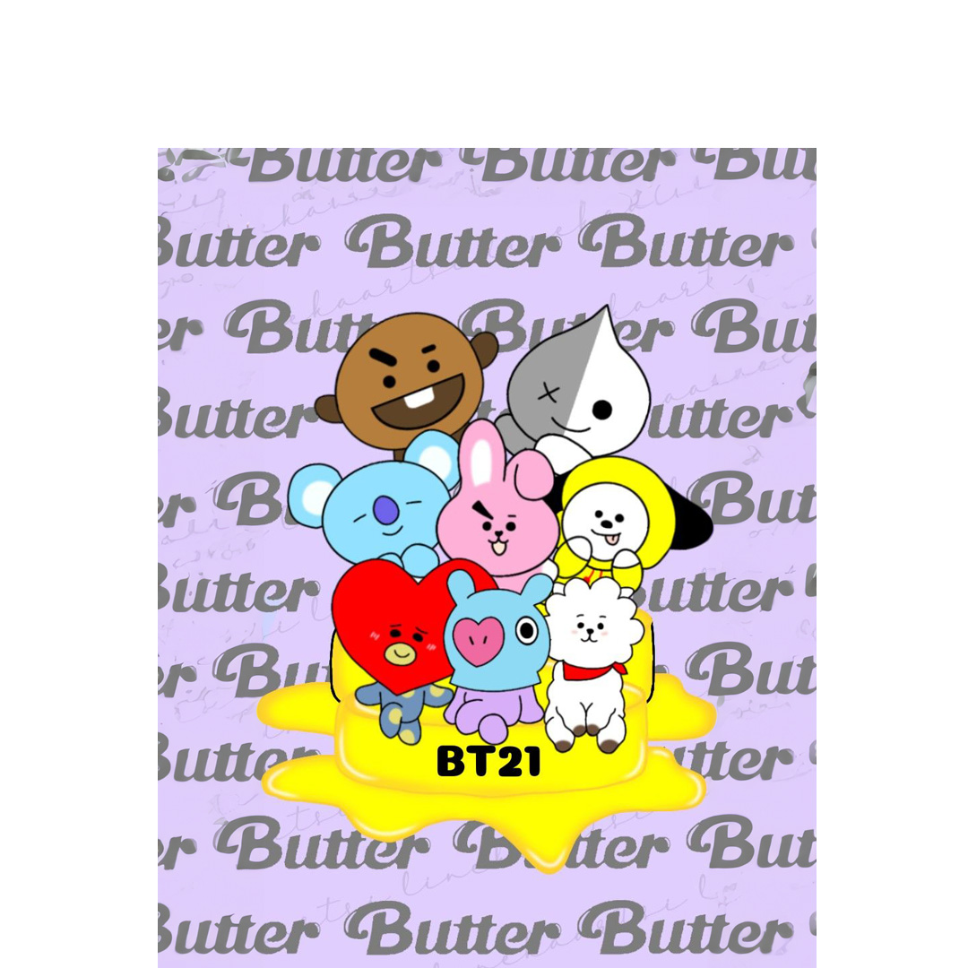 BT21 Backpack StudentPack - BT21 Member Sitting On Butter Word Art ...
