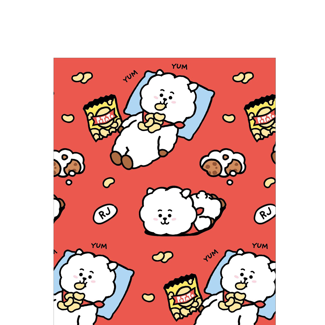 BT21 RJ Backpack StudentPack - RJ Laying And Eating Red Background ...