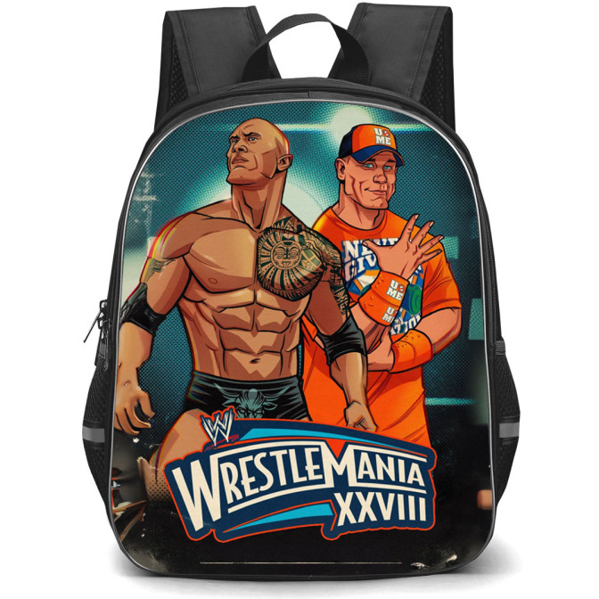 WWE Backpack StudentPack - Wrestlemania XXVIII Poster The Rock And John ...