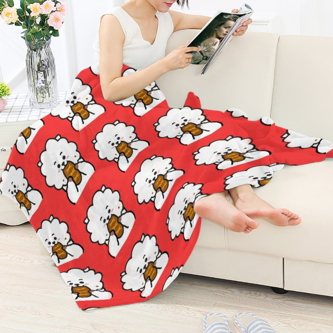 BT21 RJ Blanket Throw - RJ Eating pattern Art On Red Background | Shirt ...