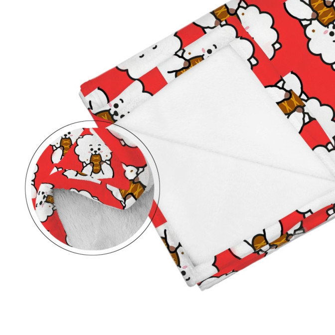 BT21 RJ Blanket Throw - RJ Eating pattern Art On Red Background | Shirt ...