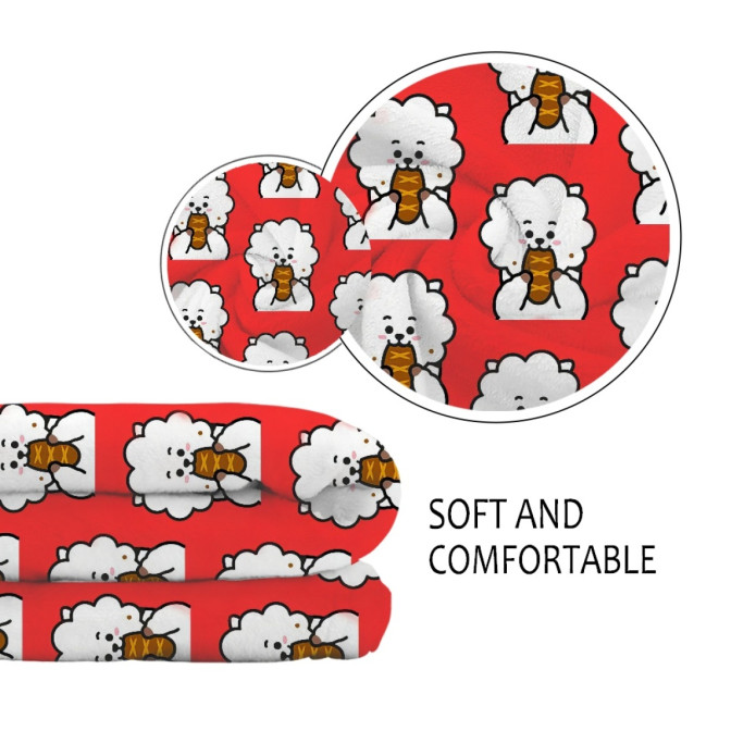 BT21 RJ Blanket Throw - RJ Eating pattern Art On Red Background | Shirt ...
