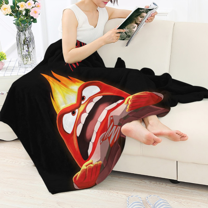 Pixar Inside Out Anger Blanket Throw - Anger Head On Fire | Shirt Chic