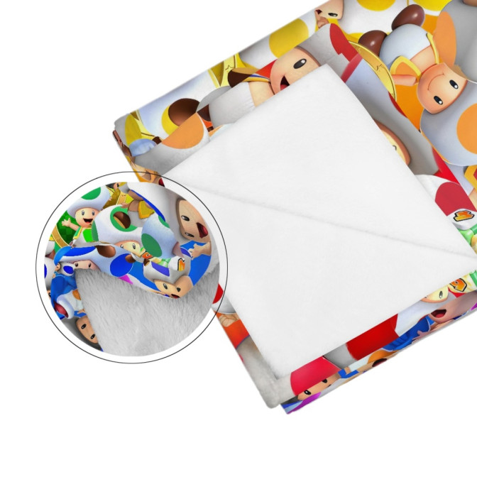 Super Mario Toad Blanket Throw - Toad Happy Collage | Shirt Chic