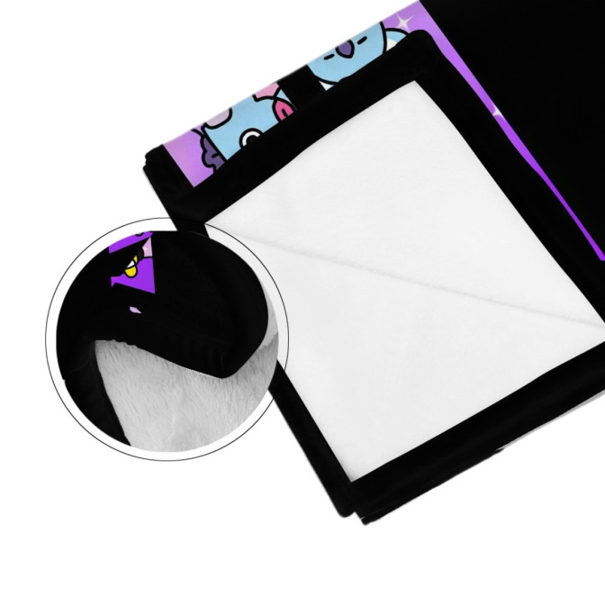 BTS Blanket Throw - BTS Logo With BT21 Sign | Shirt Chic