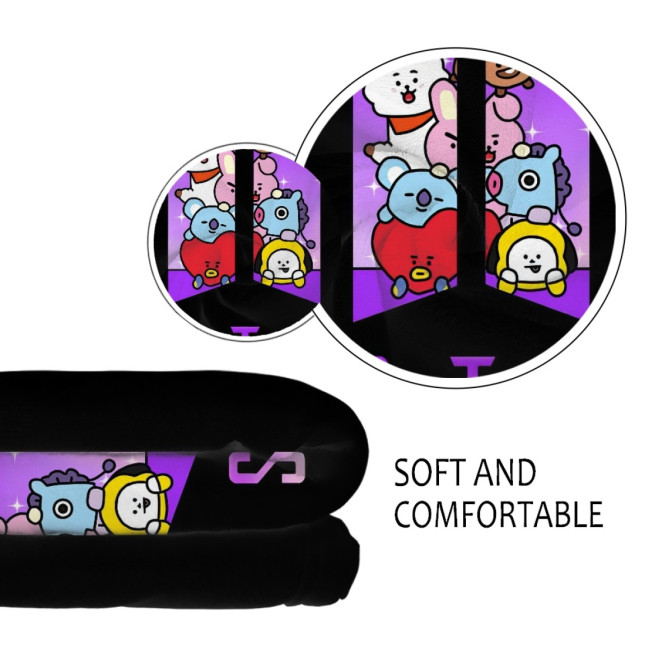 BTS Blanket Throw - BTS Logo With BT21 Sign | Shirt Chic