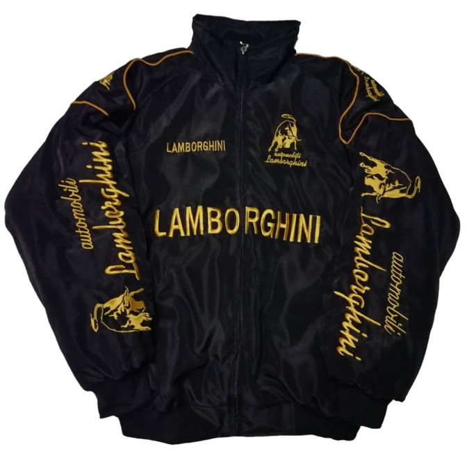 Formula 1 Lamborghini Jacket - Retro Embroidery Jacket Black | Shirt Chic