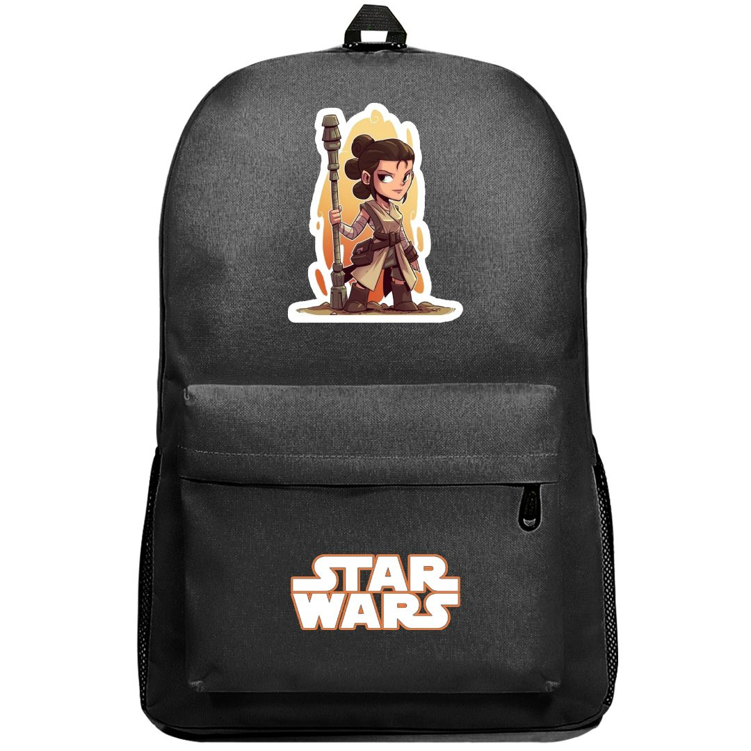 Star Wars Rey Backpack SuperPack - Rey Holding Weapon Chibi Art | Shirt ...