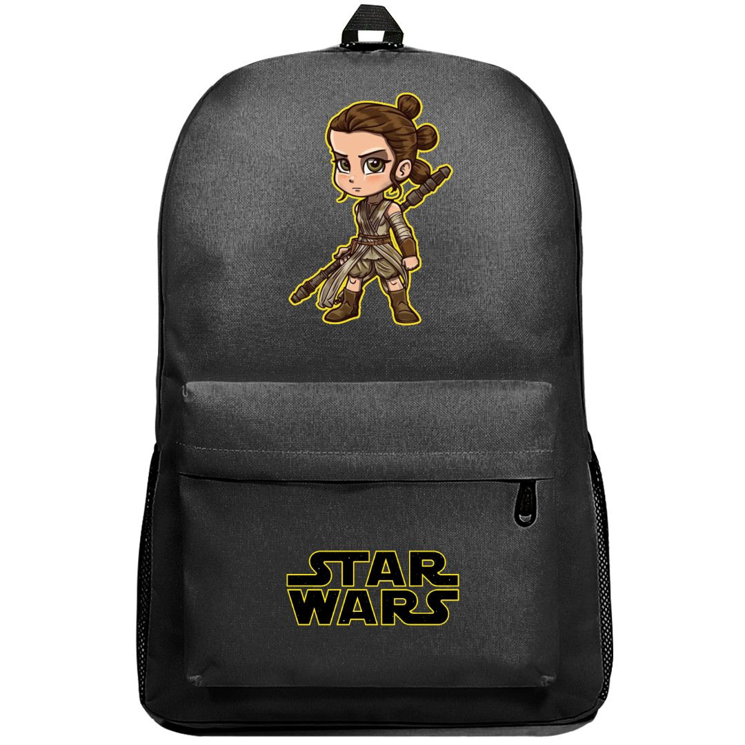 Star Wars Rey Backpack SuperPack - Rey Standing Cartoon Chibi Art ...