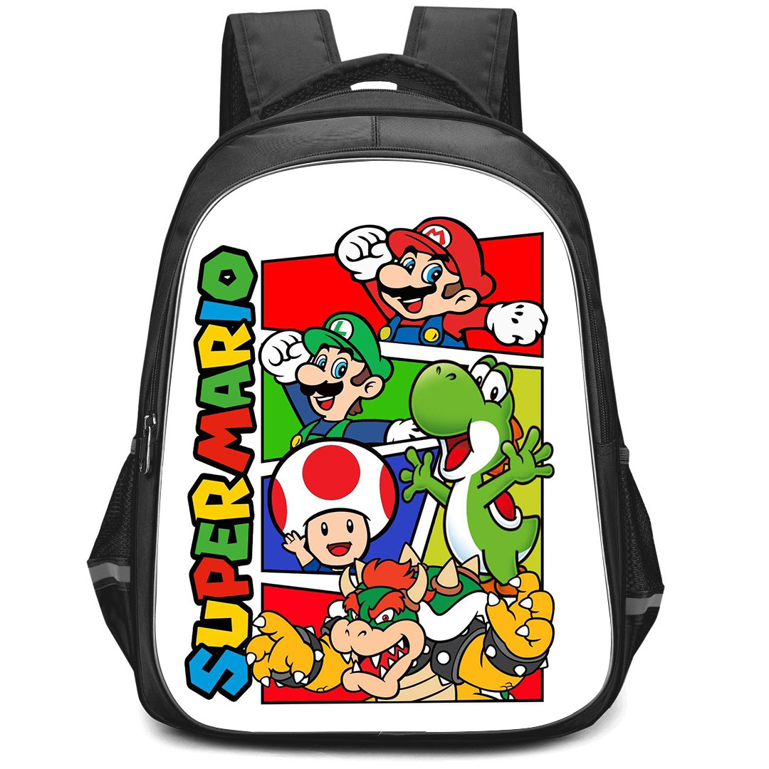 Super Mario Backpack StudentPack - Super Mario Cartoon Art On White ...
