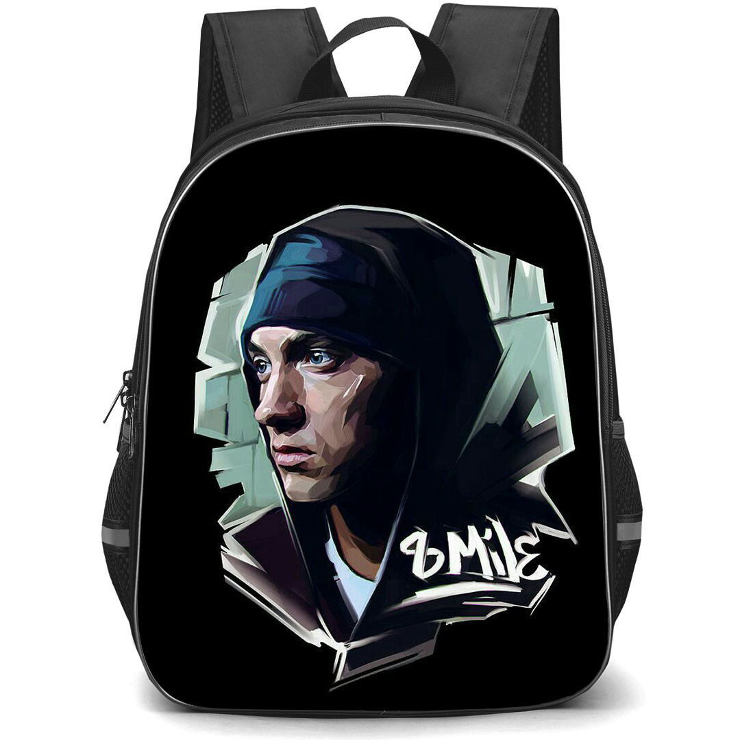 Eminem Backpack StudentPack - Eminem Side Portrait Illustration Art ...