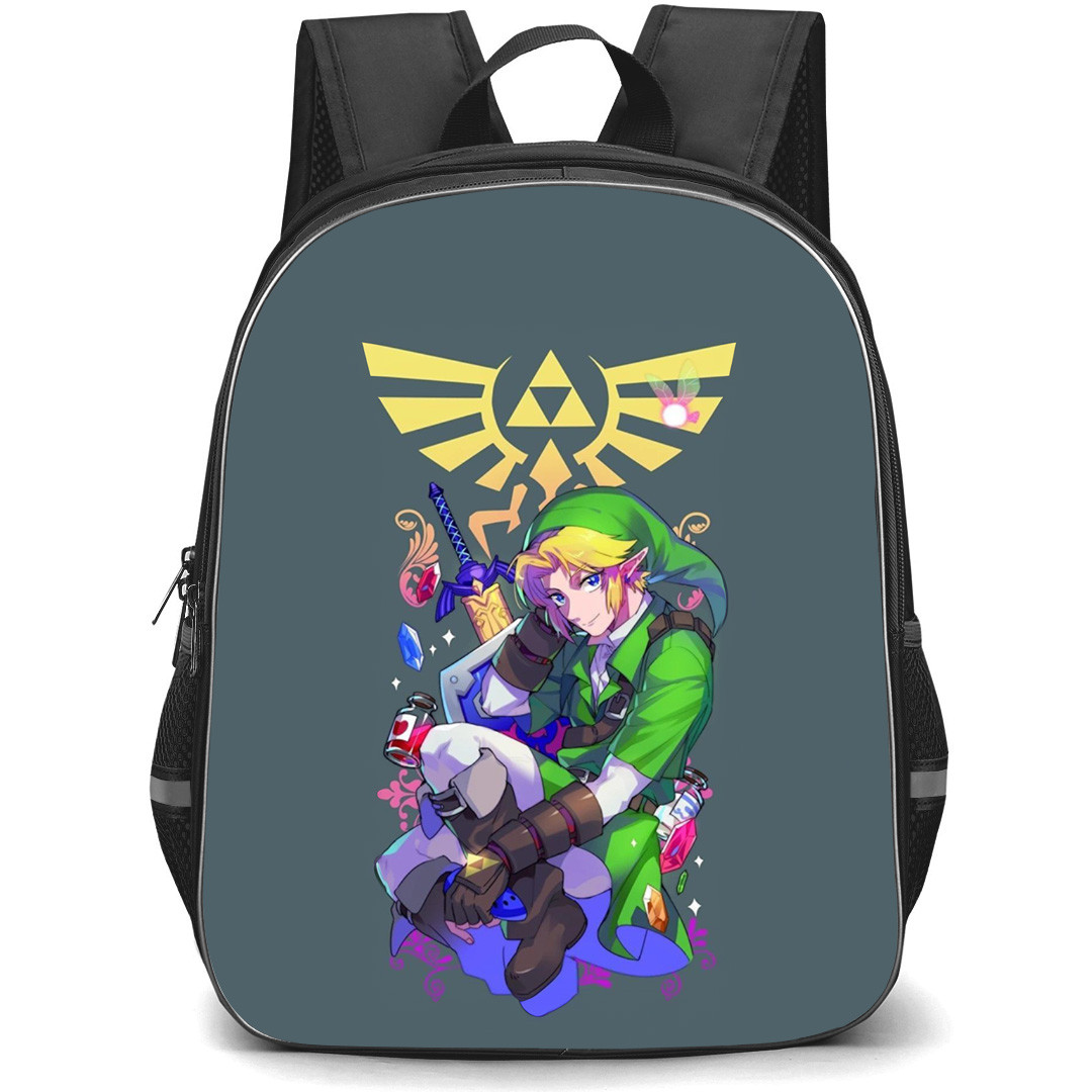 The Legend Of Zelda Link Backpack StudentPack - Link Sitting Ocarina ...