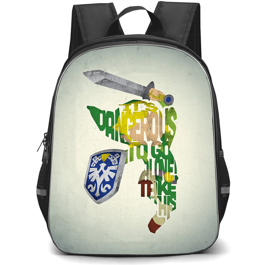 The Legend Of Zelda Link Backpack StudentPack - Link Typography Poster ...