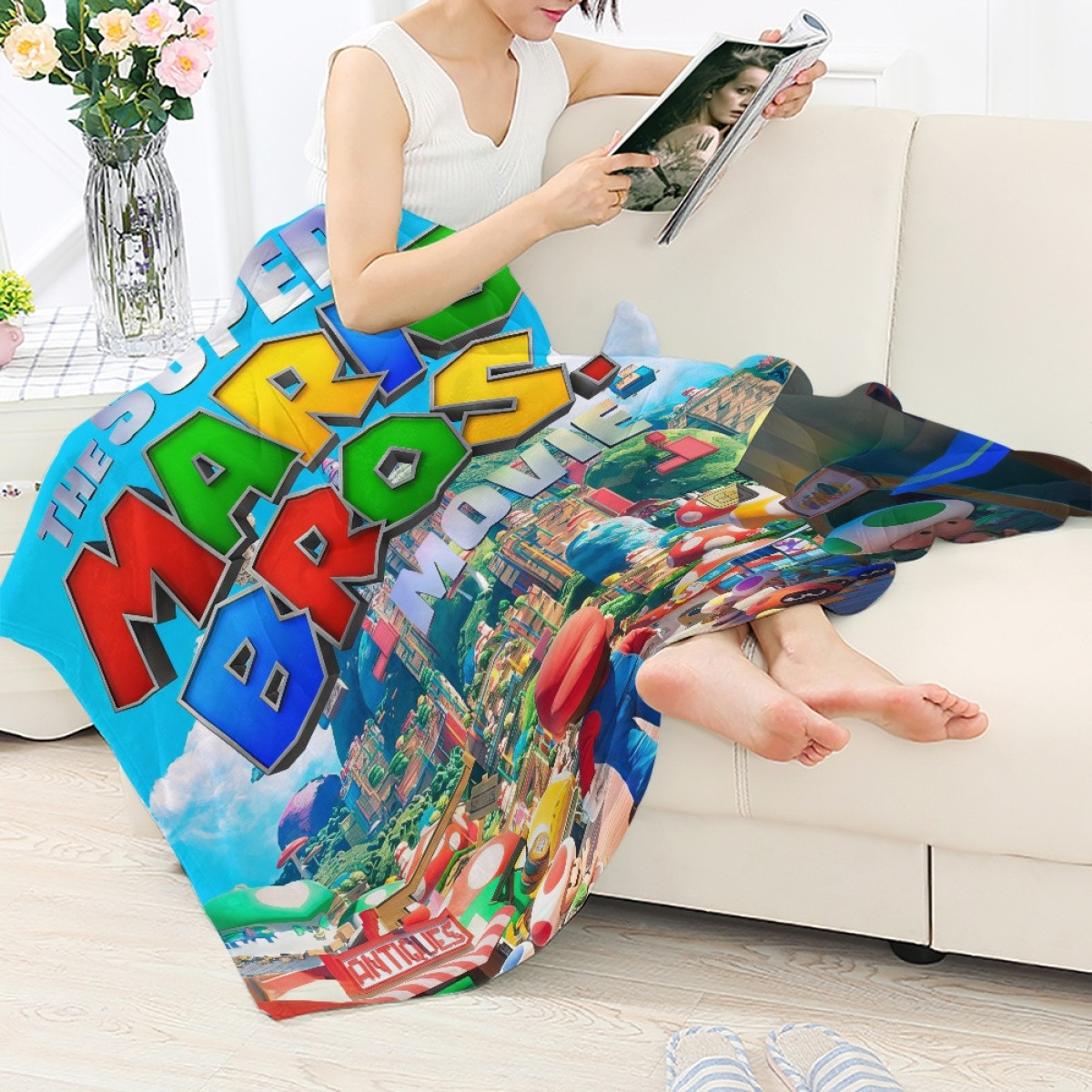 Super Mario Blanket Throw - Super Mario Bros Movie Poster With Logo ...